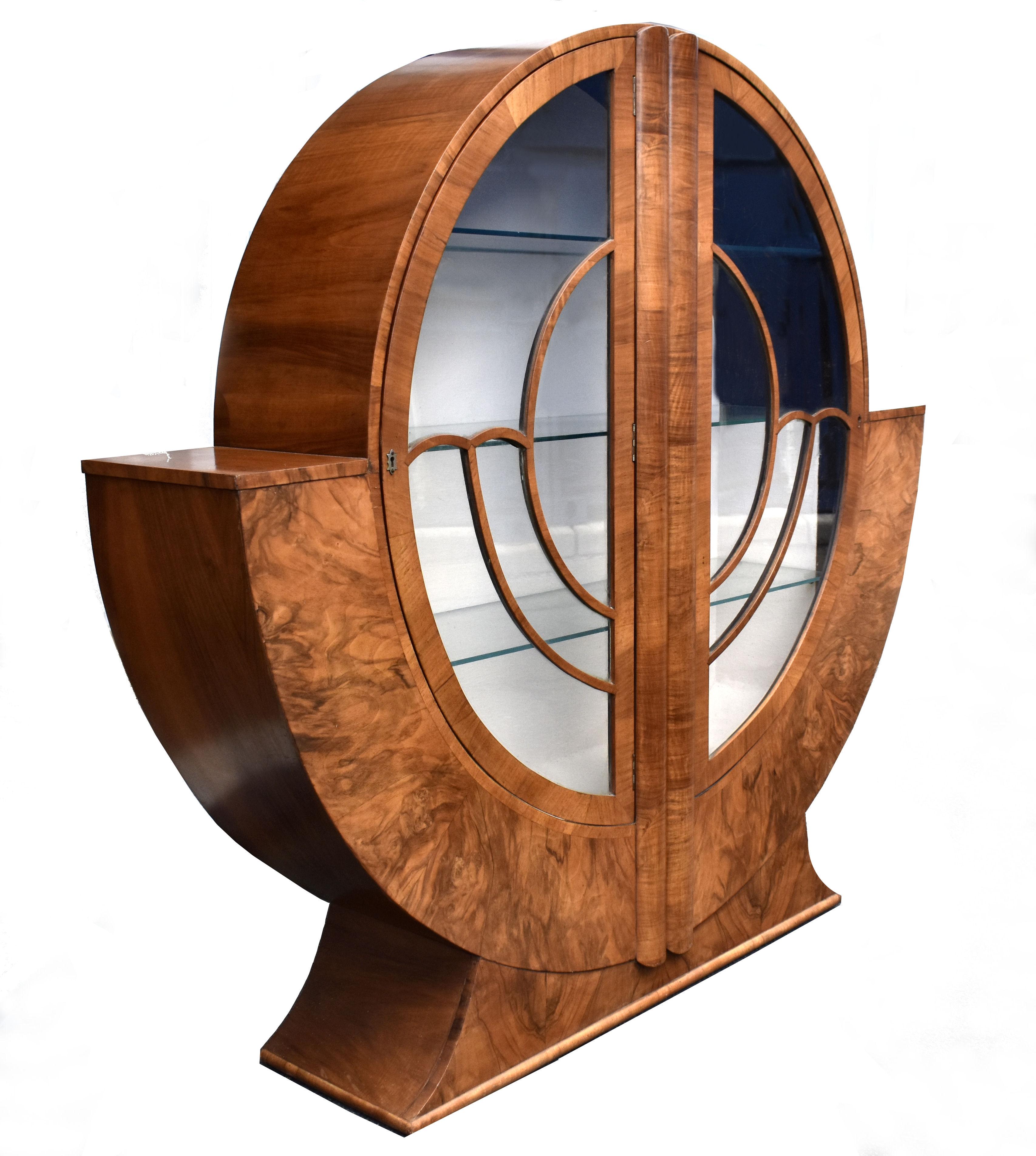 Art Deco Impressive Walnut Display Cabinet Vitrine, English, circa 1930 ...