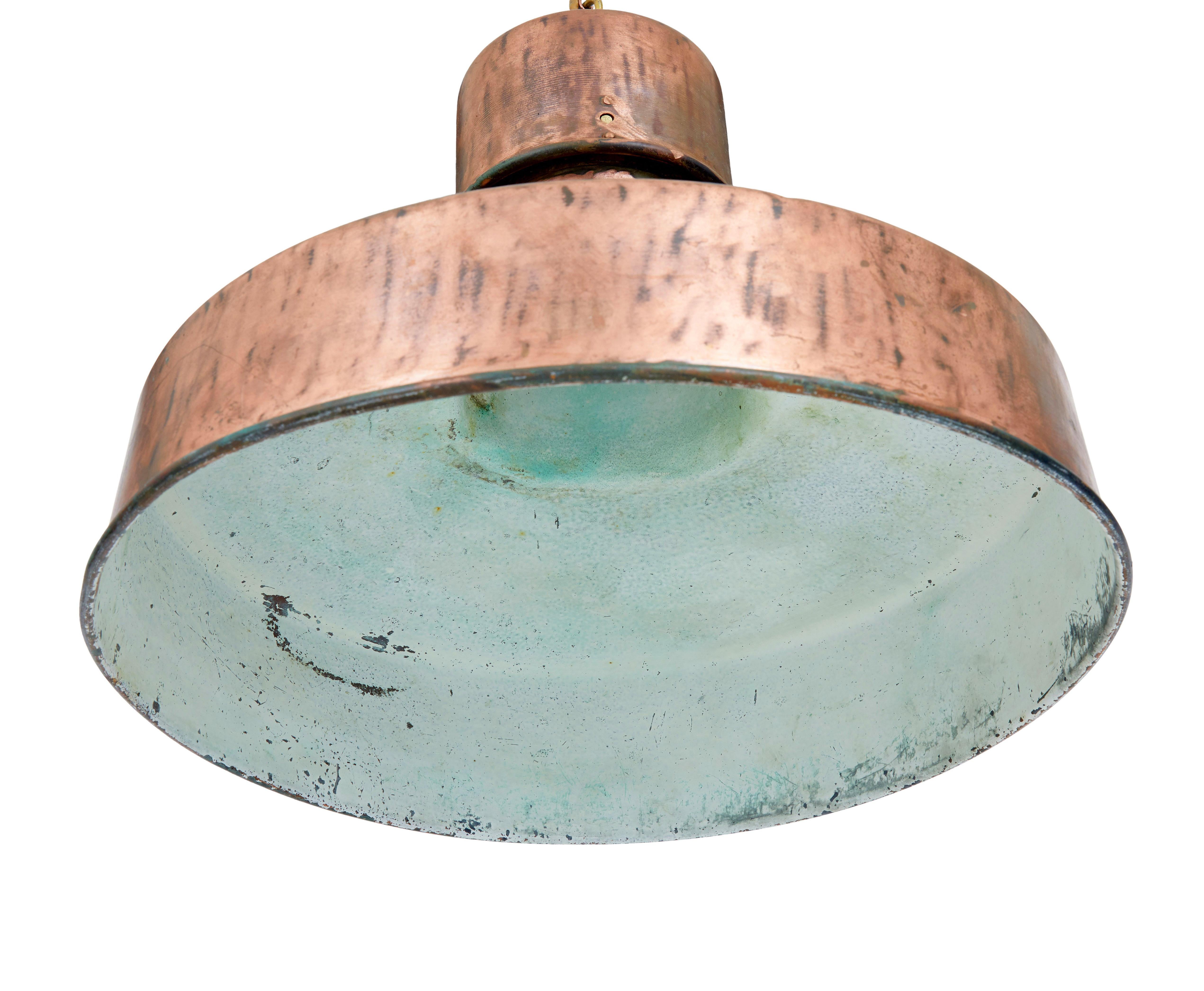 Art deco industrial copper ceiling light For Sale at 1stDibs