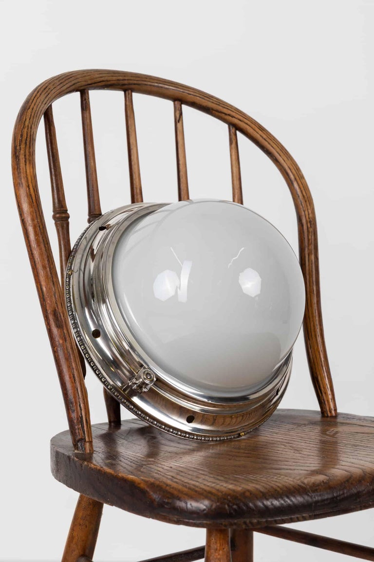 Art Deco Industrial GEC Silver Plated Opaline Ceiling Lamp, C.1930 at ...