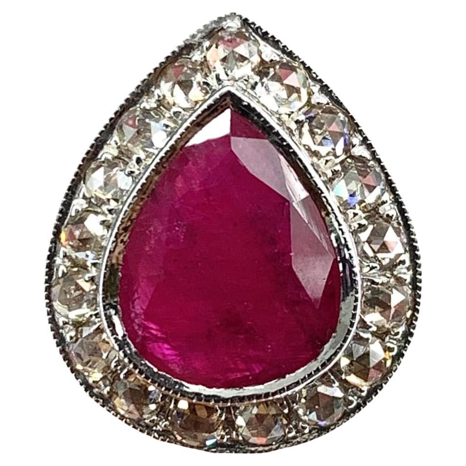 Christmas Inspired 2.8 Ct No-Heat Vintage Ruby Ring with Rose Cut ...