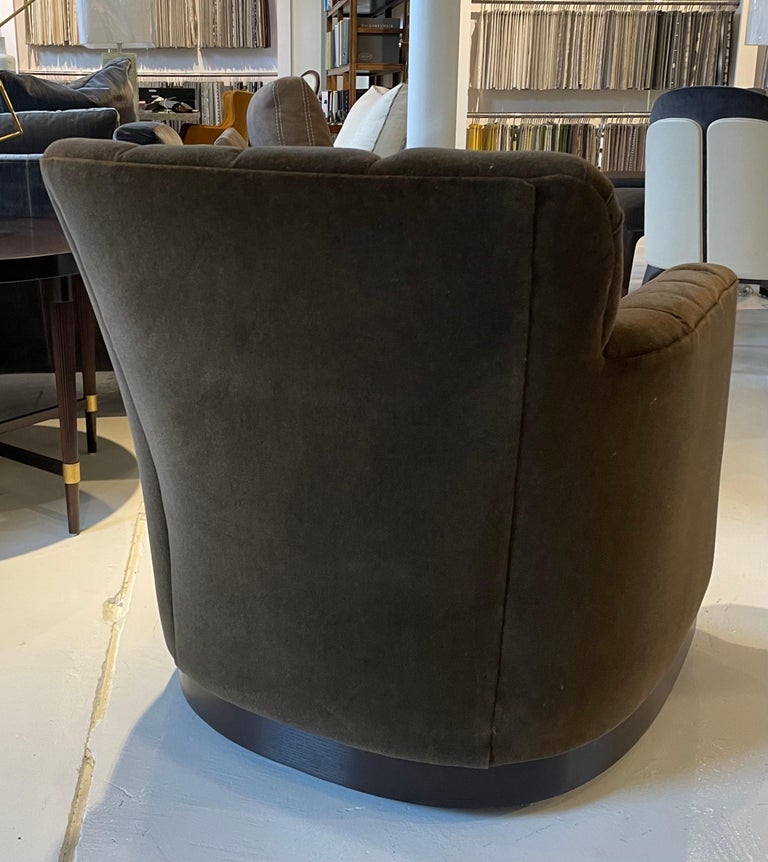 Art Deco Inspired Channel Back Swivel Chair For Sale at 1stDibs