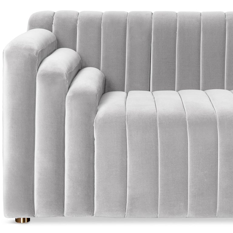 Art Deco Inspired Channel Tufted Sofa in Velvet For Sale at 1stDibs ...