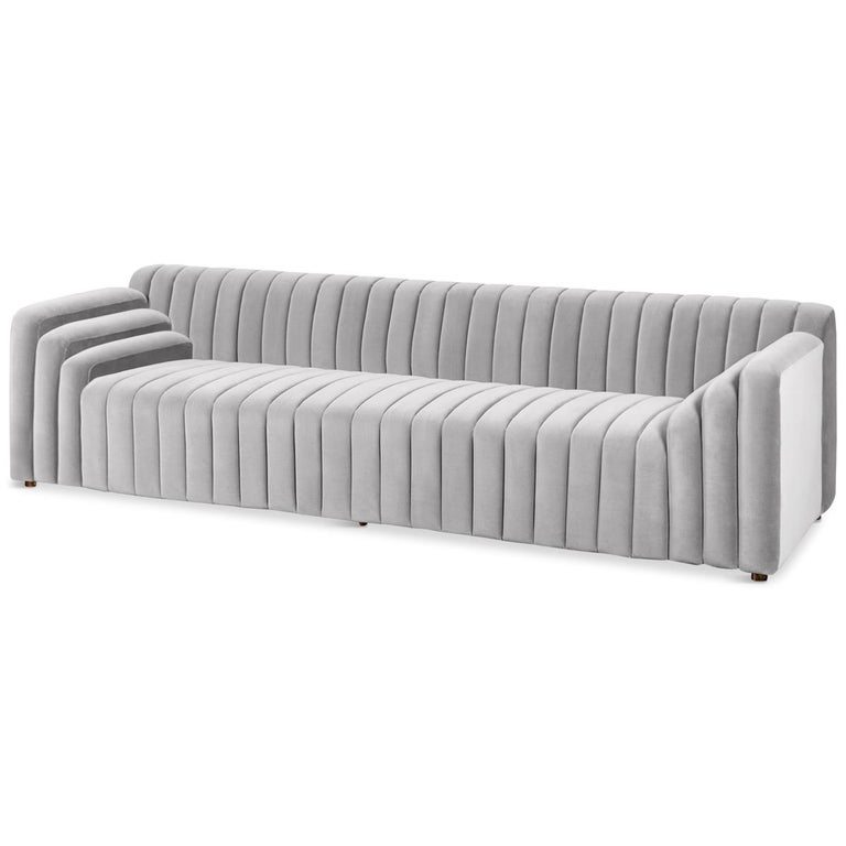 Art Deco Inspired Channel Tufted Sofa in Velvet For Sale at 1stDibs ...