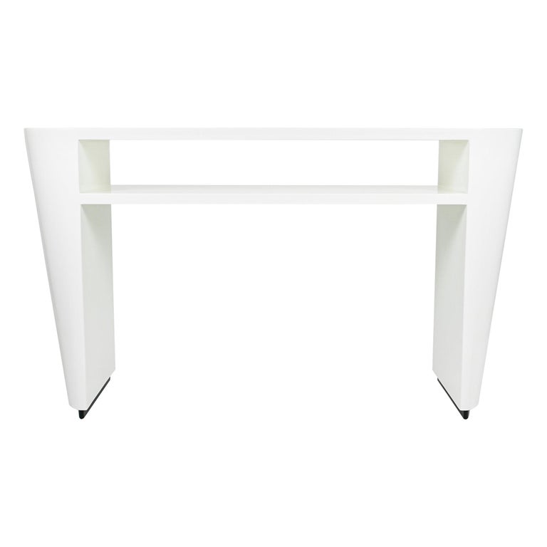 Art Deco Inspired Chevron Top Lacquered Console Table For Sale at 1stDibs
