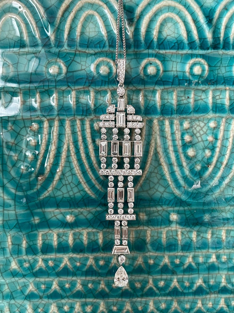 Art Deco Inspired Diamond Pendant For Sale at 1stDibs