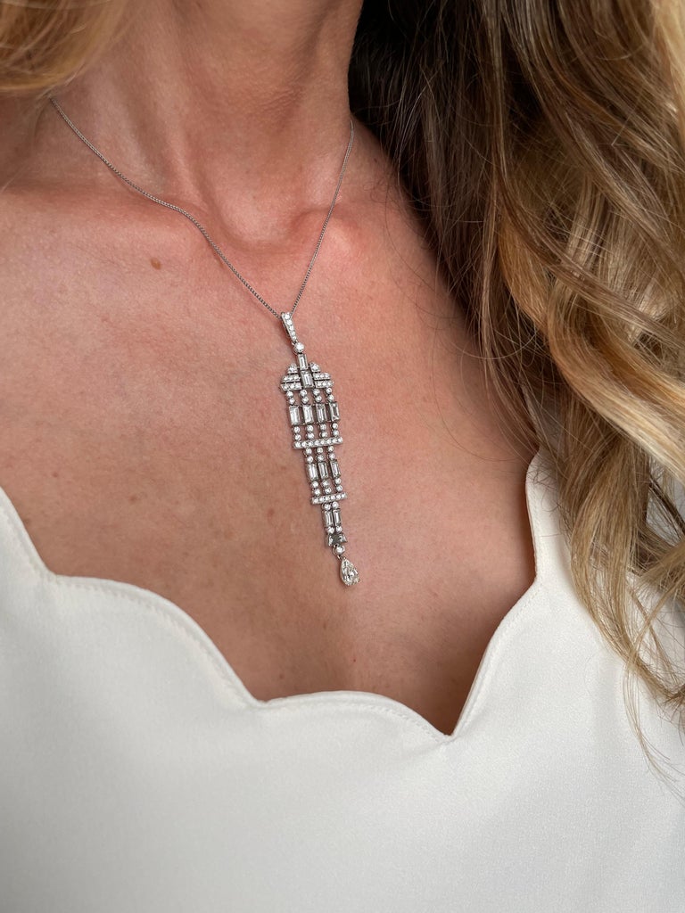 Art Deco Inspired Diamond Pendant For Sale at 1stDibs