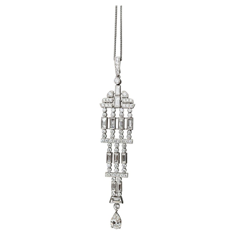 Art Deco Inspired Diamond Pendant For Sale at 1stDibs