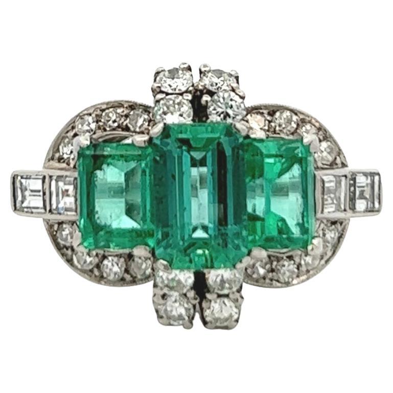 Art Deco Emerald Diamond Platinum Ring at 1stDibs Art Deco Emerald Diamond Platinum Ring at 1stDibs