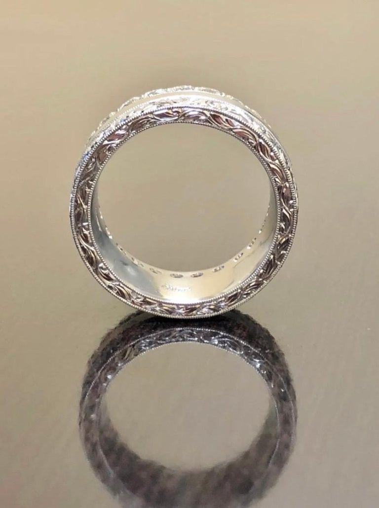 Art Deco Inspired Hand Engraved Platinum Diamond Eternity Engagement ...