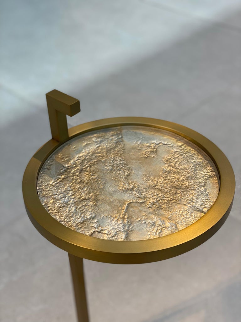 Art Deco Inspired Kangaroo Martini Table Antique Brass Tint Cut Glass ...