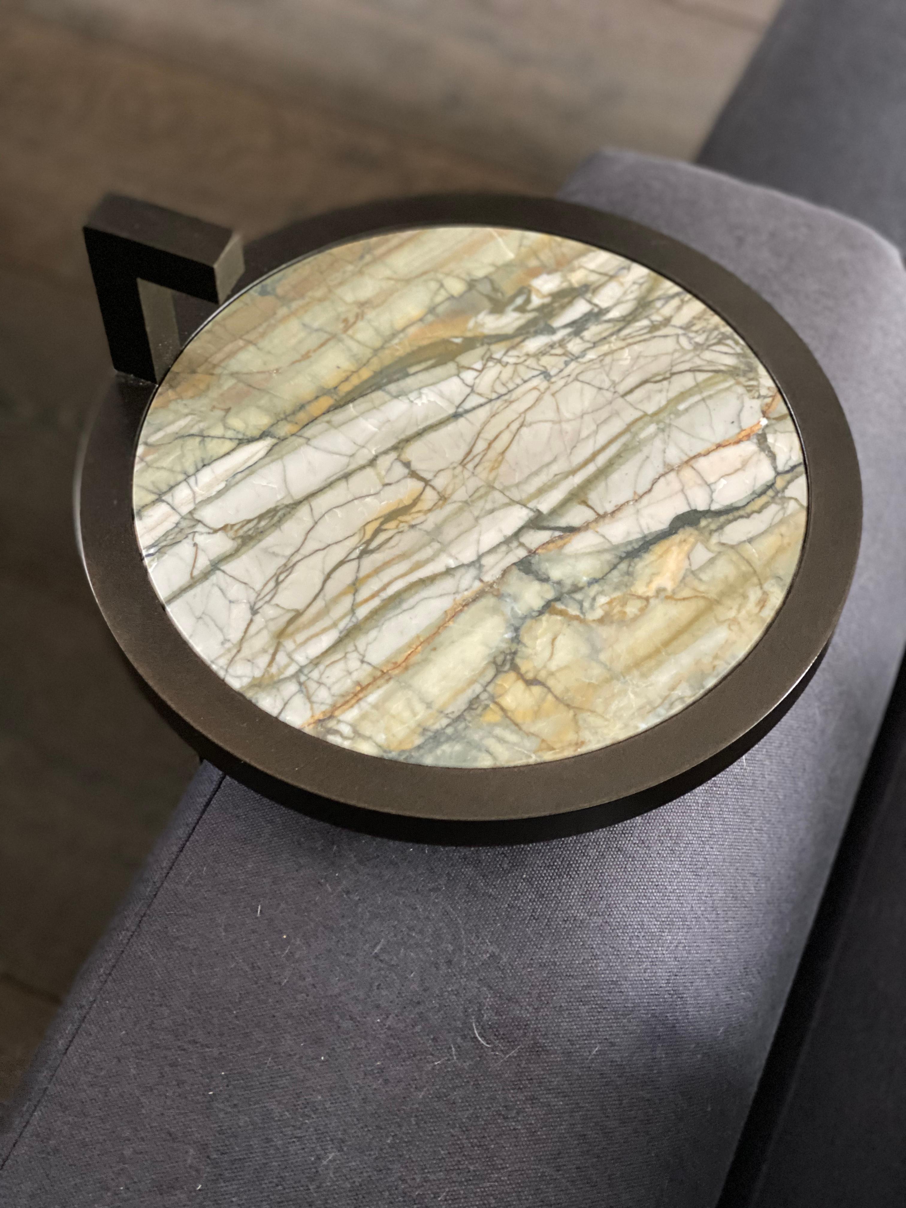 Art Deco Inspired Kangaroo Martini Table Round Powder-Coated and Marble ...