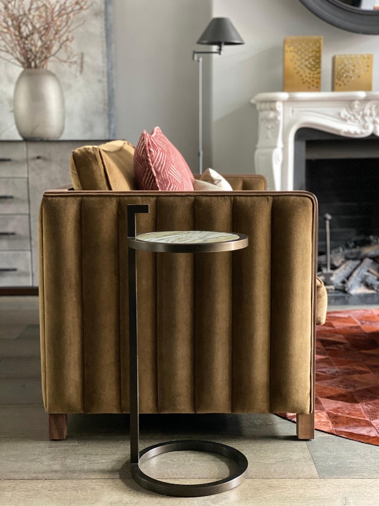 Art Deco Inspired Kangaroo Martini Table Round Powder-Coated and Marble ...