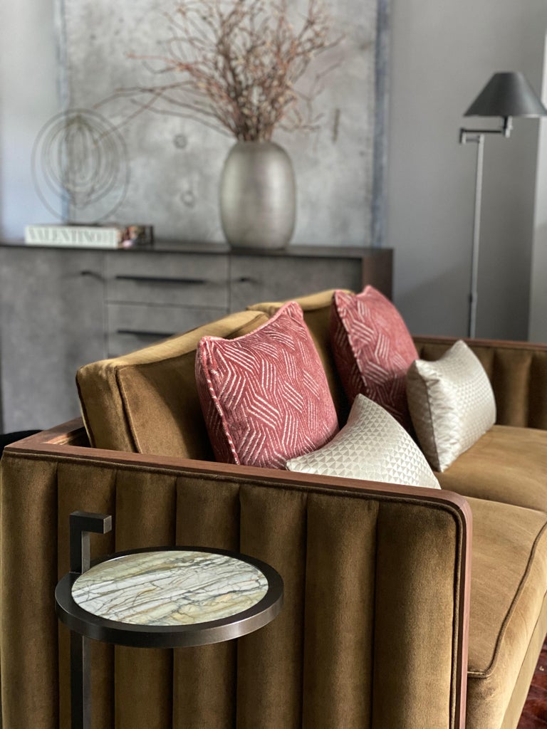 Art Deco Inspired Kangaroo Martini Table Round Powder-Coated and Marble ...