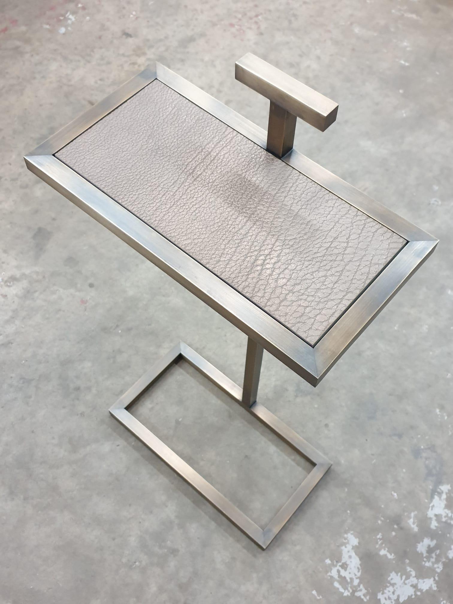 Art Deco Inspired Martinez Martini Table in Real Brass and Buffalo Tile ...