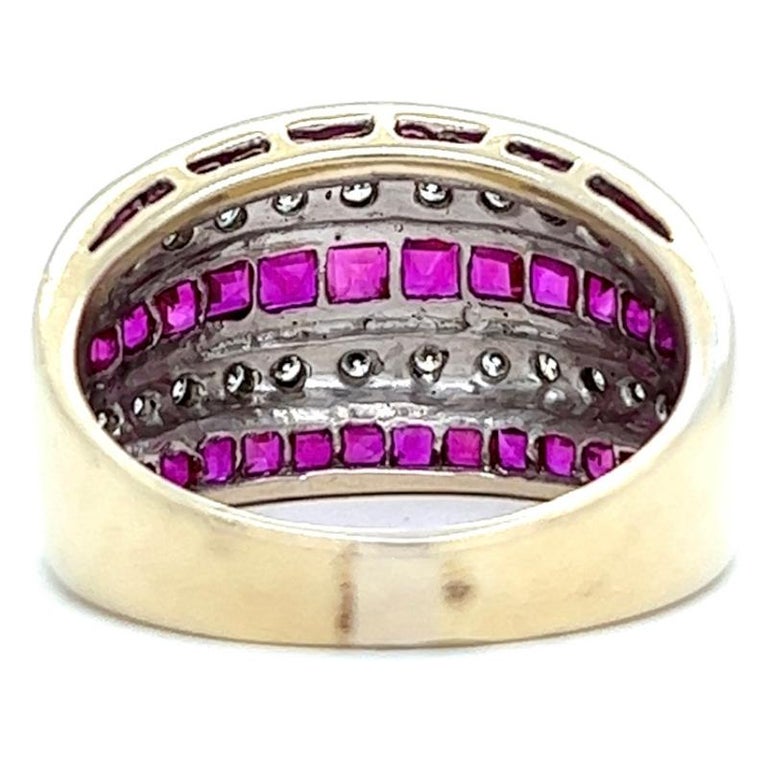 Art Deco Inspired Vintage Ruby Diamond 18 Karat White Gold Channel Set ...