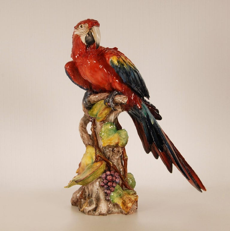 Art Deco Italian Ceramic Animal Figurine Macaw Parrot Porcelain Bird ...