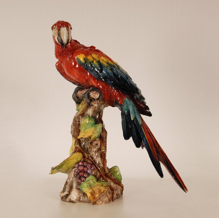 Art Deco Italian Ceramic Animal Figurine Macaw Parrot Porcelain Bird ...