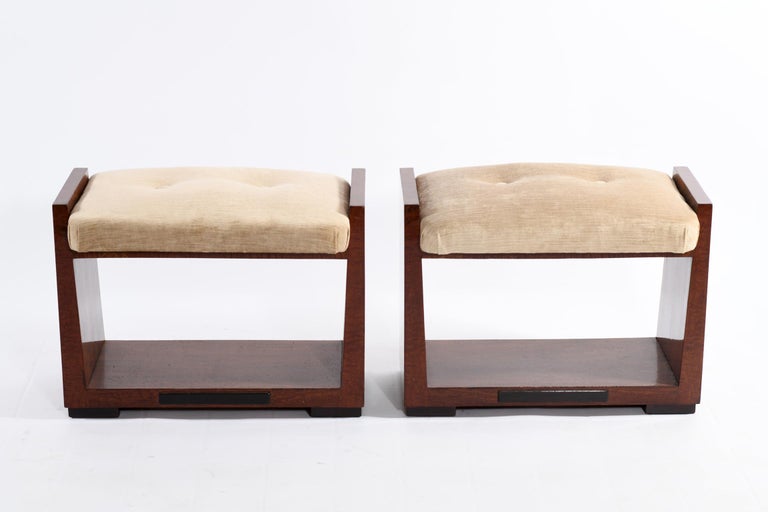 Art Deco Italian Pair of U-Shaped Stools Newly Covered with Velvet ...