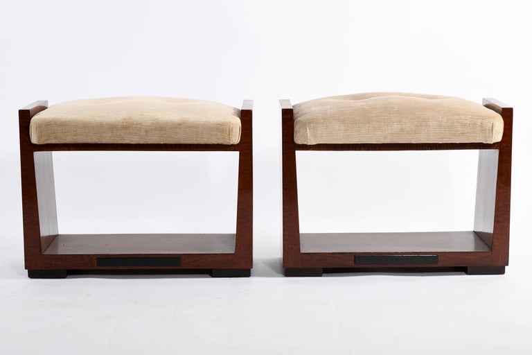 Art Deco Italian Pair of U-Shaped Stools Newly Covered with Velvet ...