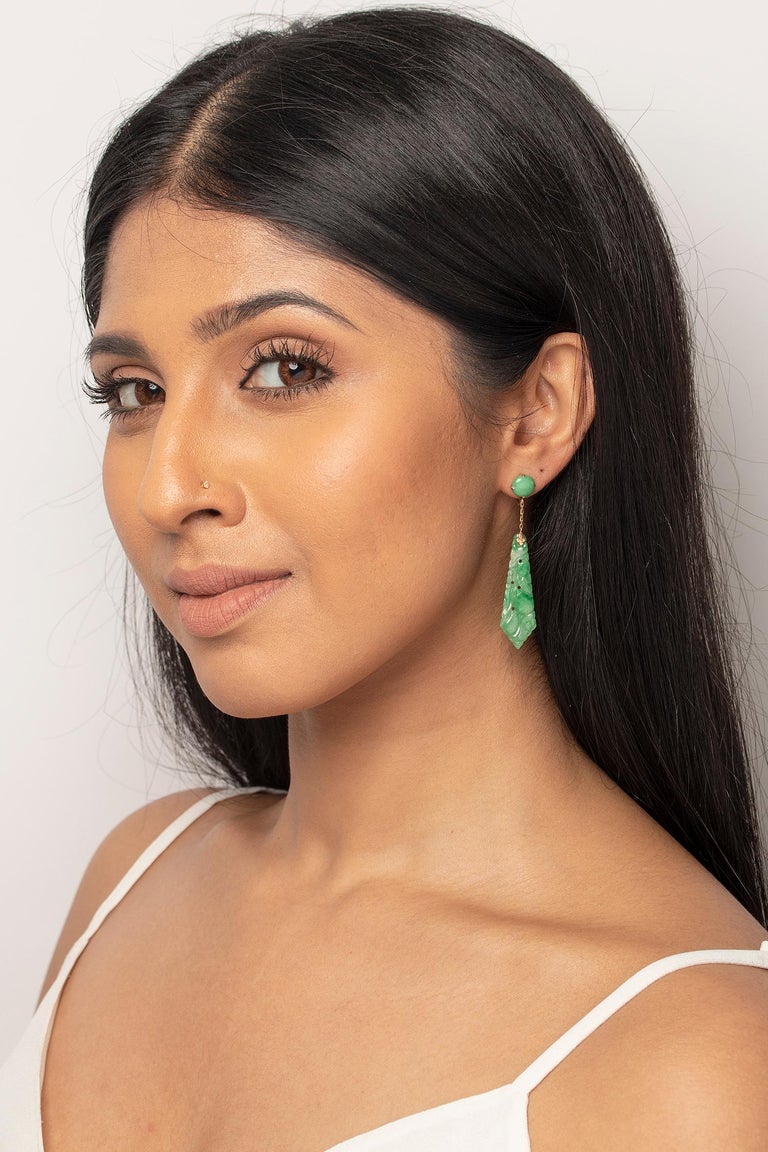 Art Deco Jade Drop Earrings, circa 1920s at 1stDibs | jade dangle ...
