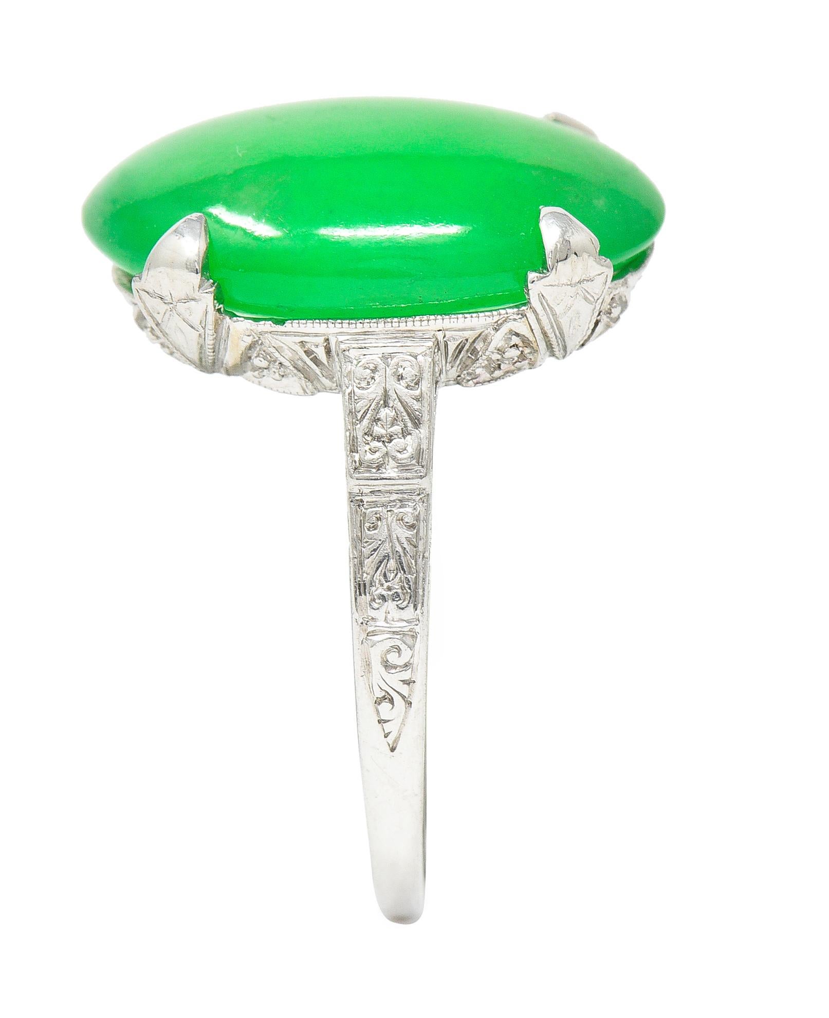 Art Deco Jadeite Type A Jade Platinum Scrolling Greek Key Gemstone ...