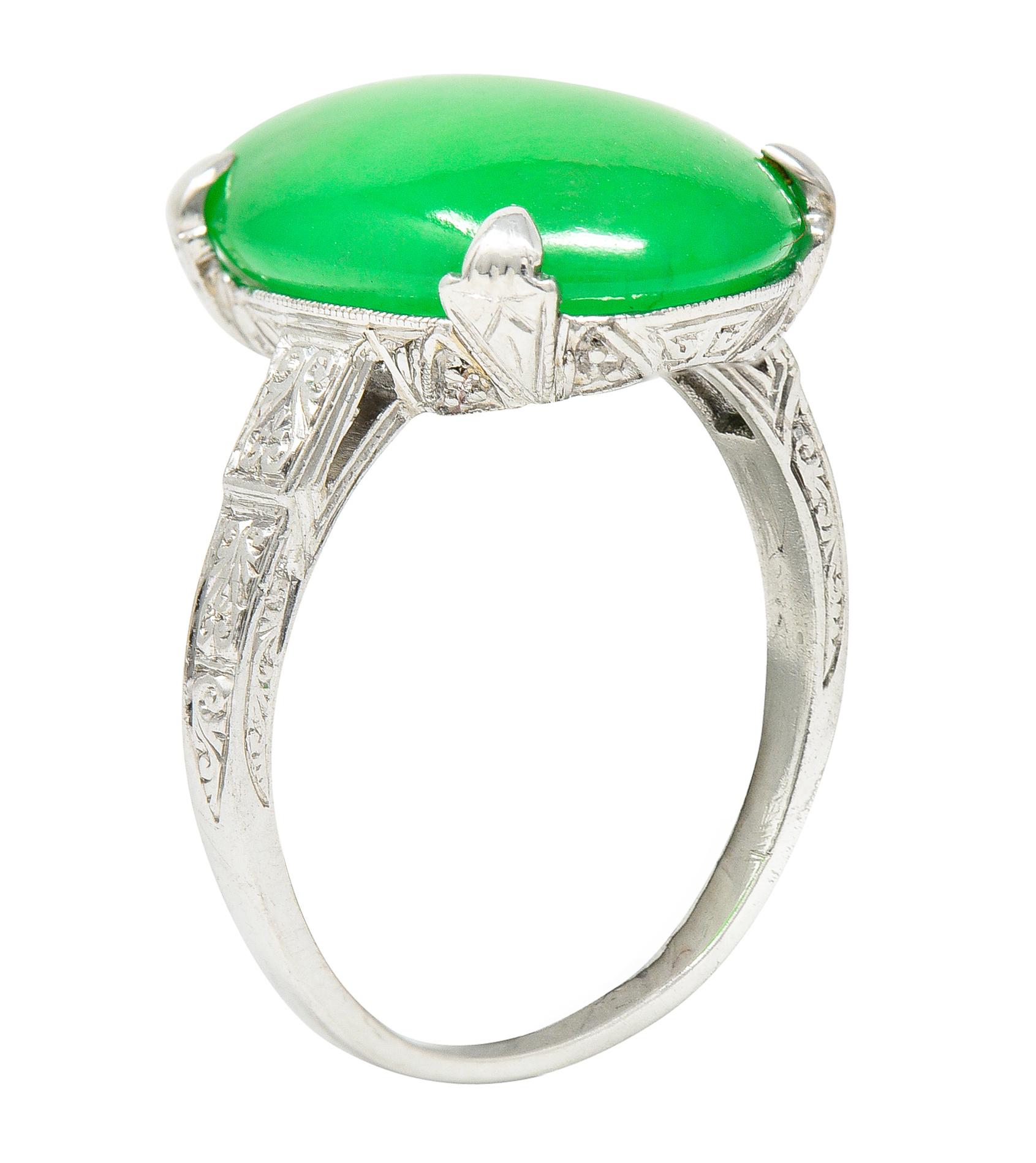 Art Deco Jadeite Type A Jade Platinum Scrolling Greek Key Gemstone ...