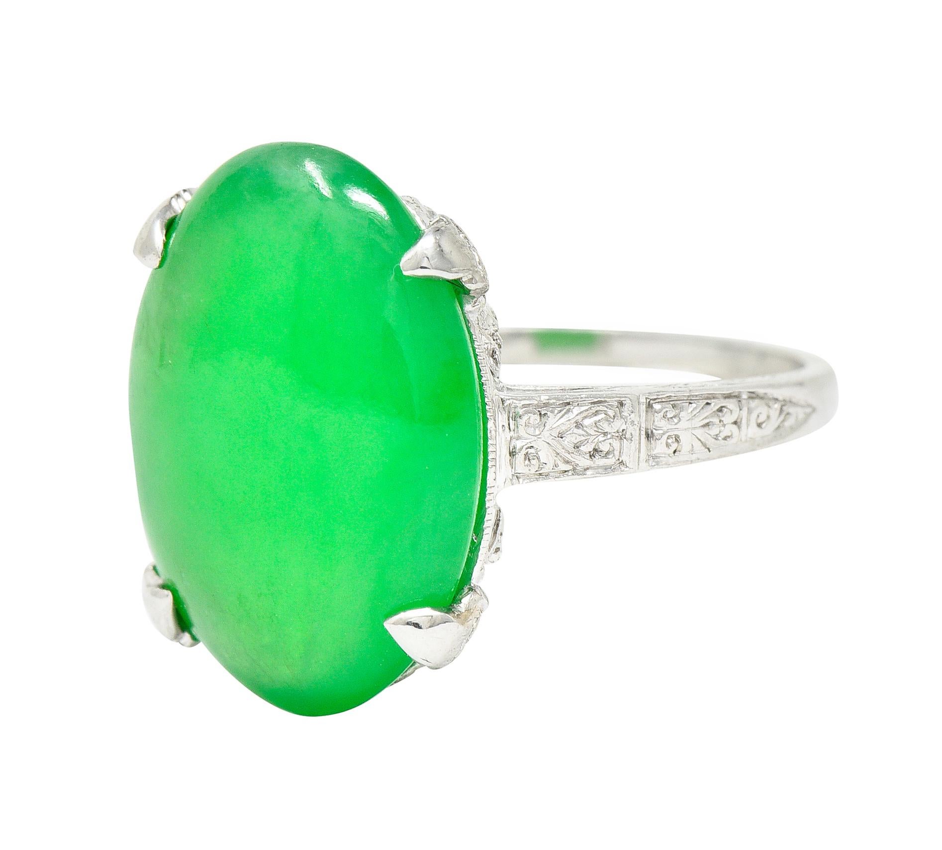 Art Deco Jadeite Type A Jade Platinum Scrolling Greek Key Gemstone ...