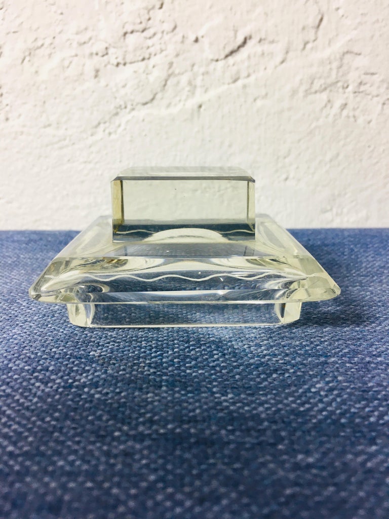 Art Deco Glass Jewelry Box with Floral Decor For Sale at 1stDibs