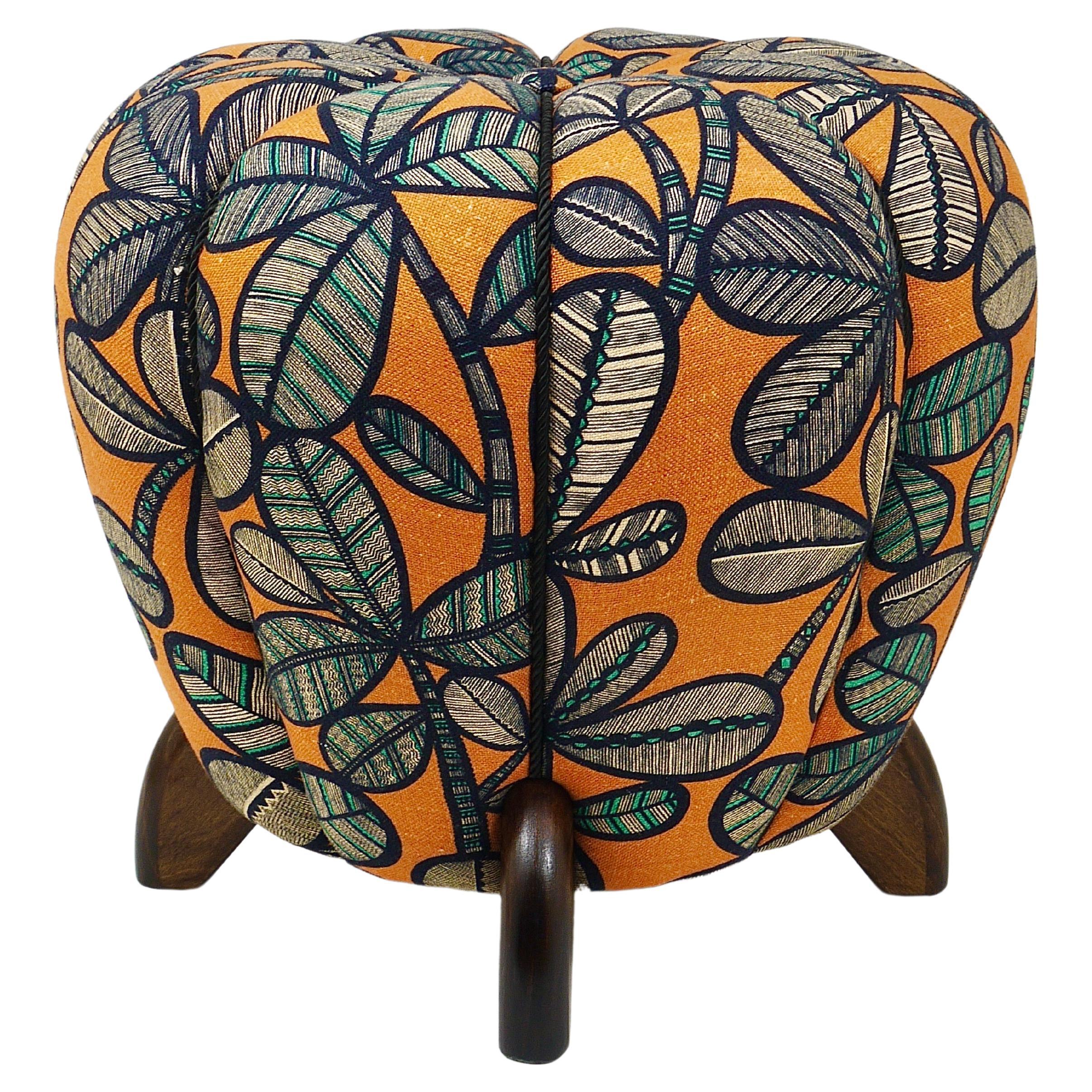 Art Deco Pink Textile Beech Vintage Stool 1930s Austria For Sale at 1stDibs