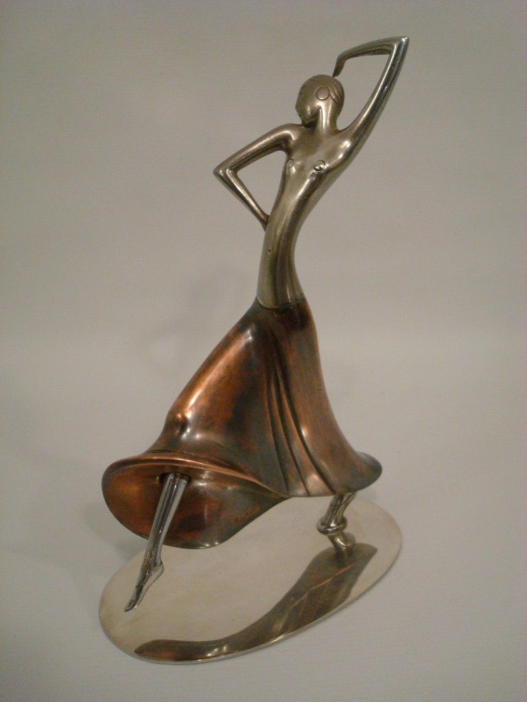 Art Deco Josephine Baker Female Dancer Brass Statue, Austria 1930 Karl ...