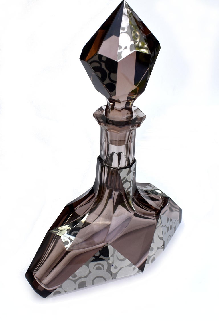 Art Deco Karl Palda Glass Decanter Set with 6 Matching Glasses, C1930 ...