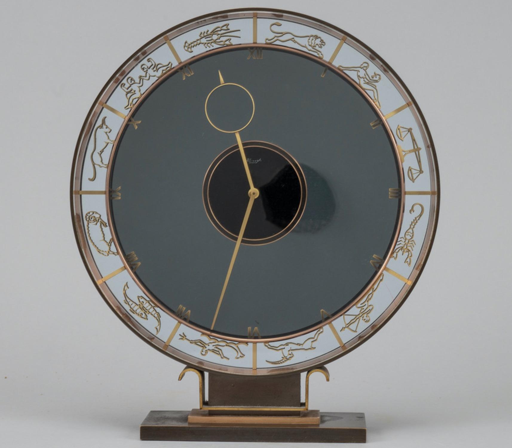 Art Deco Kienzly Zodiac Mantel Mystery Clock, circa 1935, Heinrich ...