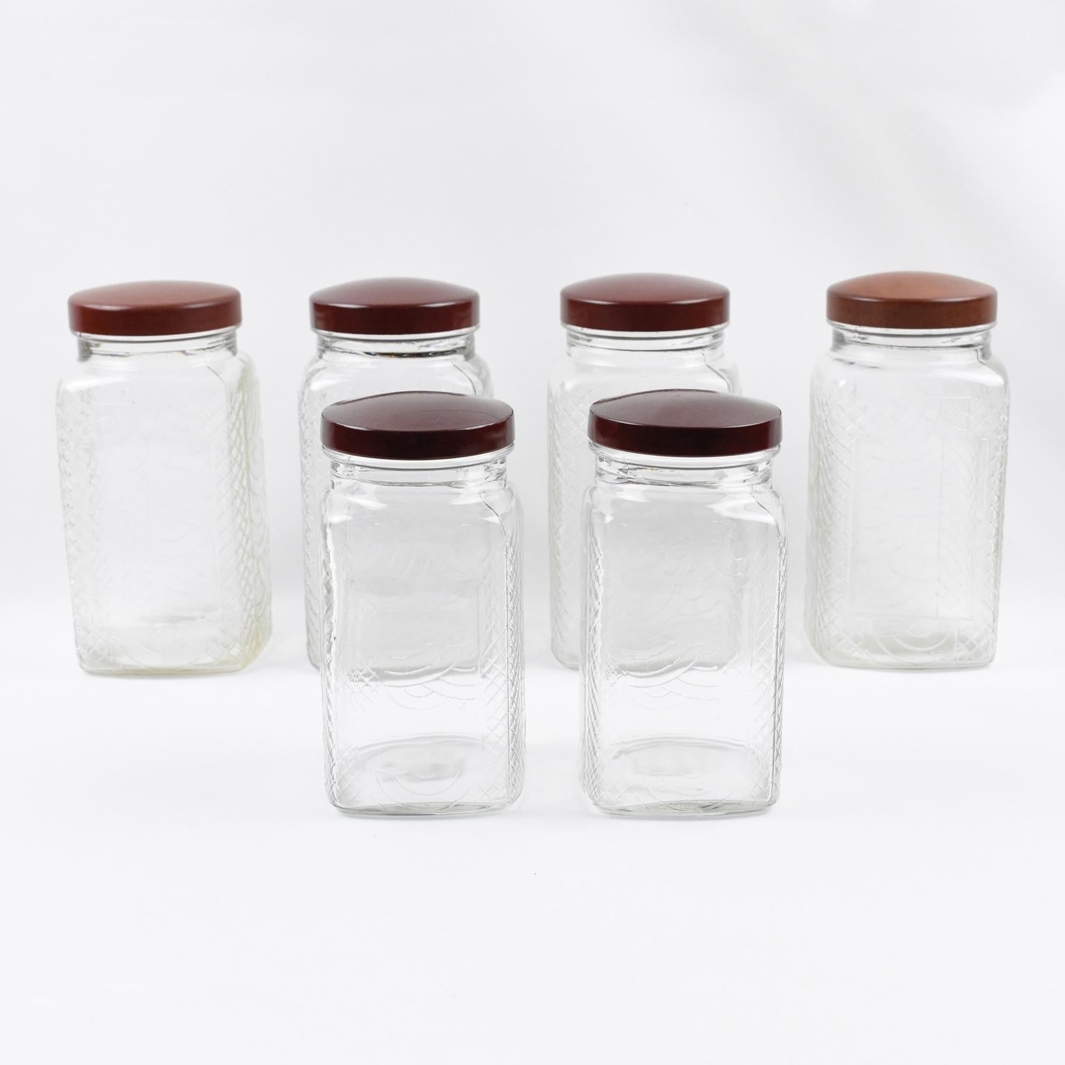 Art Deco Kitchen Canister Jar Molded Glass and Bakelite For Sale at 1stDibs