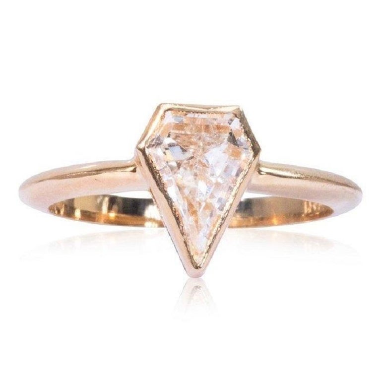 Art Deco Style Kite Shape Yellow Gold Ring with 0.96 Ct Diamond, AGL ...