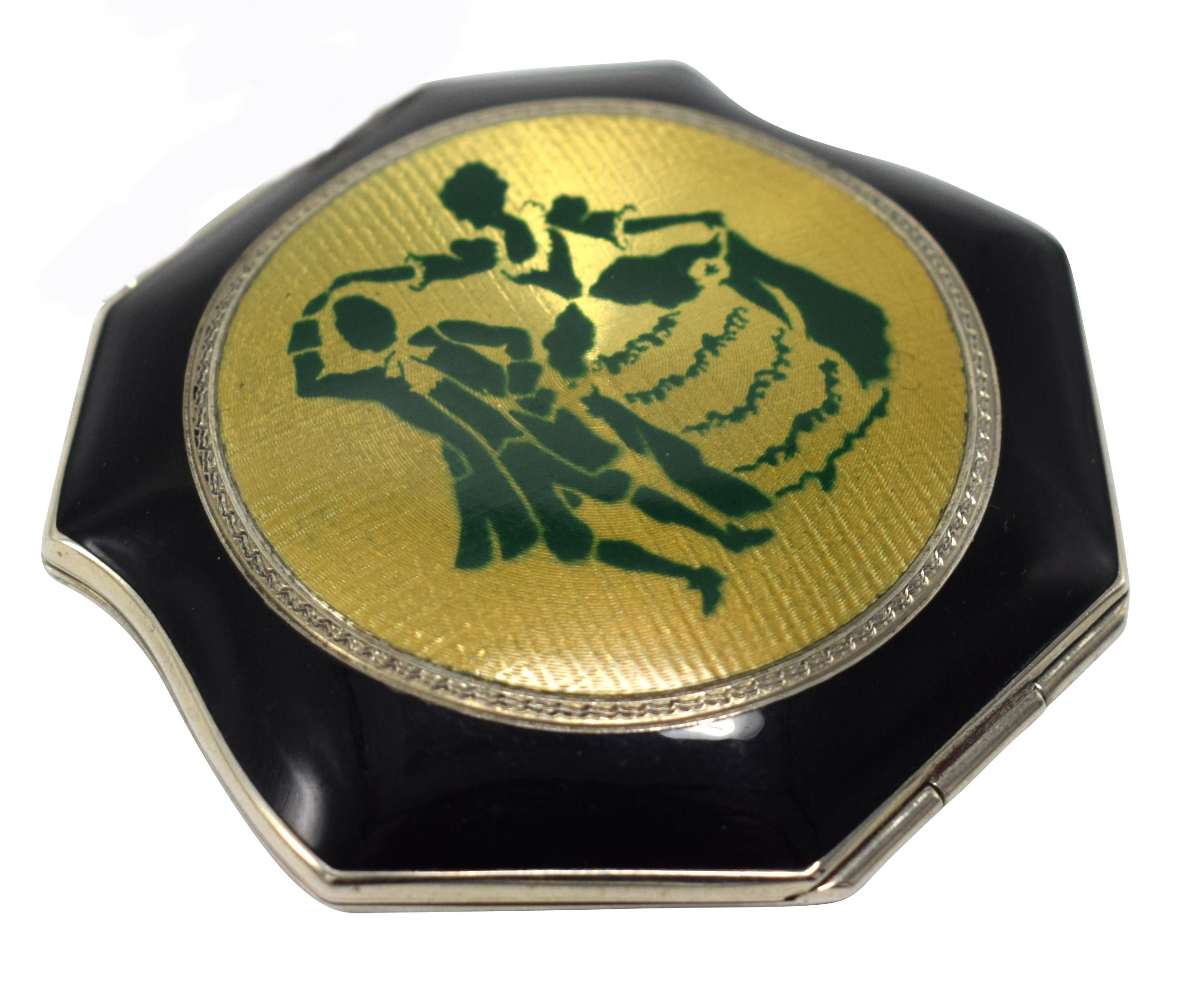 Art Deco Ladies Powder Compact in Enamel and Guilloche, circa 1930 at ...