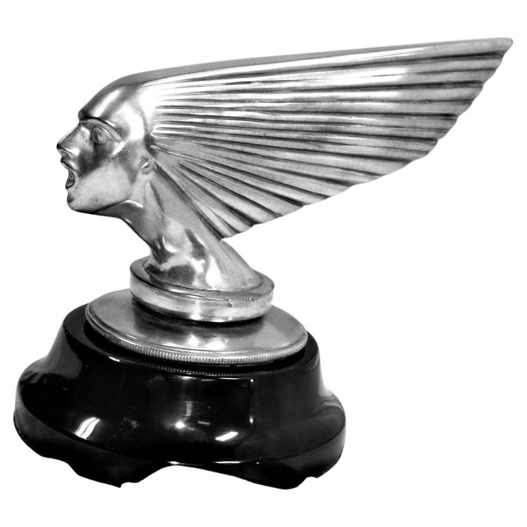 Art Deco Lady Face (Victory) Silvered Bronze in the Manner of Lalique ...