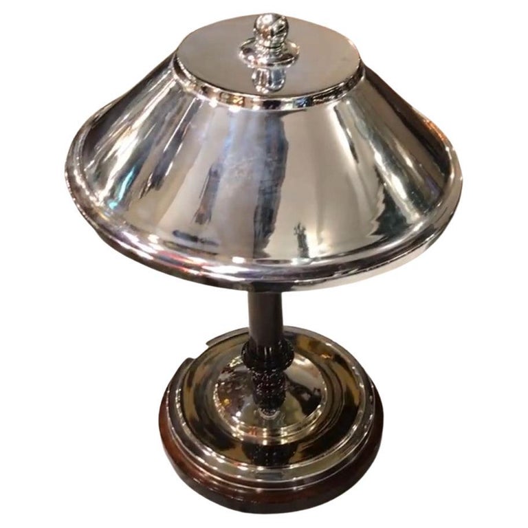 Art Deco Lamp, 1920, in Chrome and Wood, France For Sale at 1stDibs