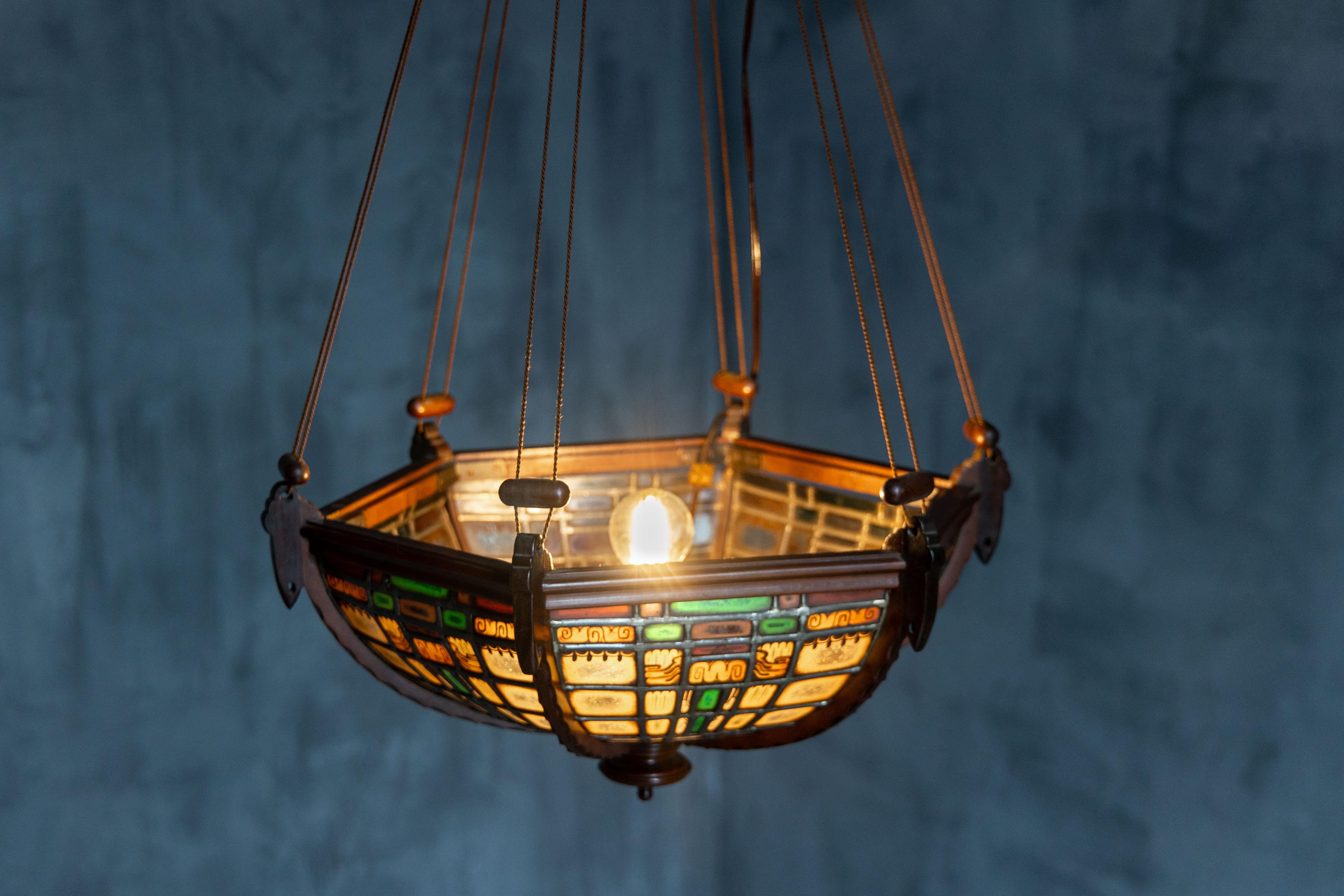 Art Deco Lamp in Stained Glass by Amsterdam School, Netherlands, 1920s ...