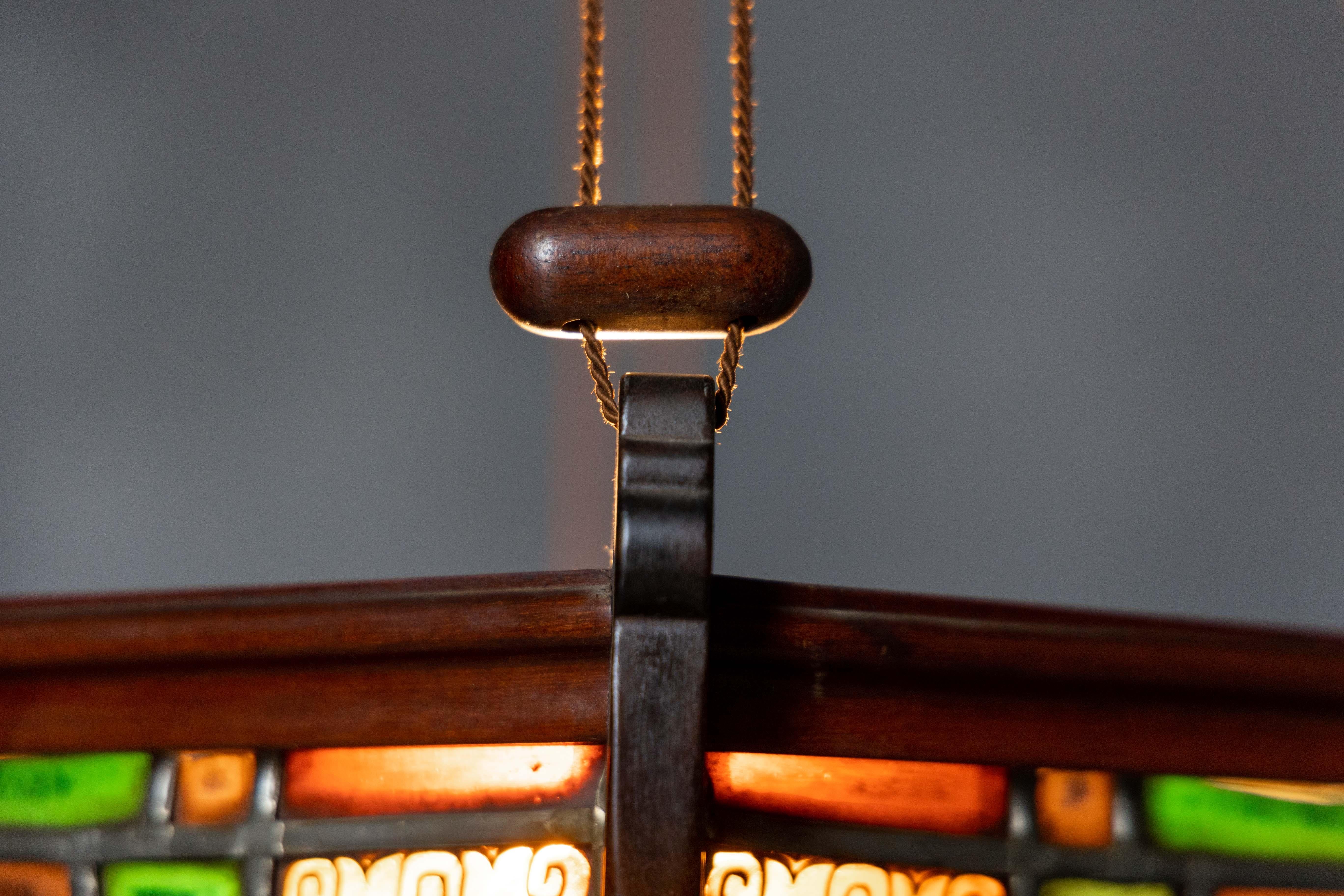 Art Deco Lamp in Stained Glass by Amsterdam School, Netherlands, 1920s ...