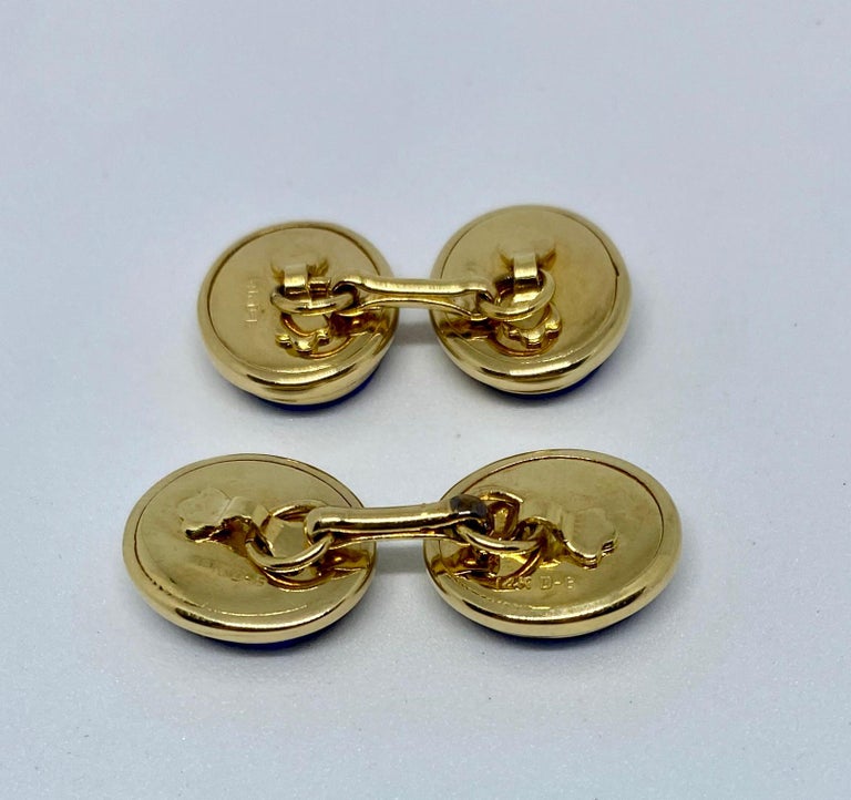 Art Deco Lapis and 14 Karat Yellow Gold Ovals by Dolan-Bullock at 1stDibs