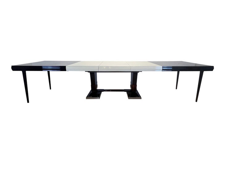 Art Deco Large Expandable Table, Rosewood, Oak, Lacquer, France, circa ...