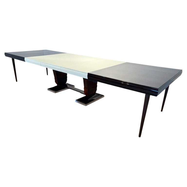Art Deco Large Expandable Table, Rosewood, Oak, Lacquer, France, circa ...