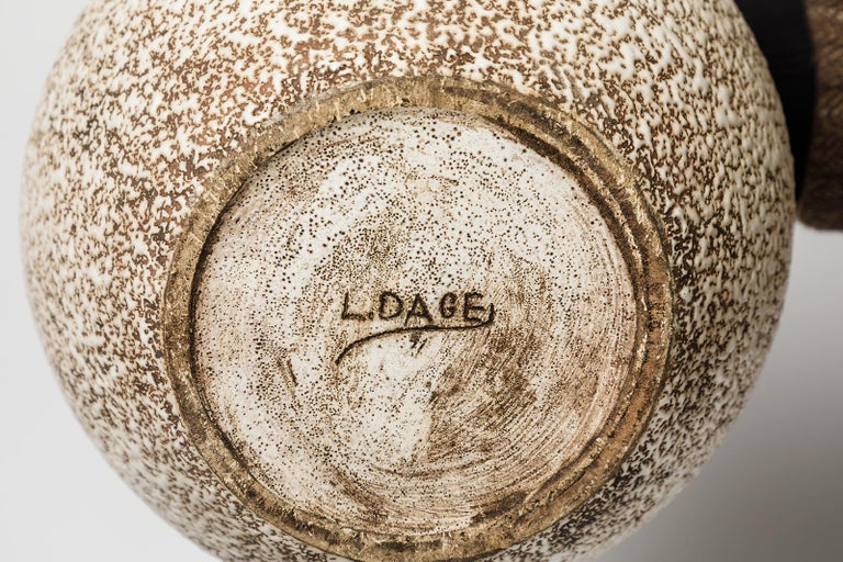 Art Deco Large White and Brown 1930 Ceramic Vase by Louis Dage Unique ...