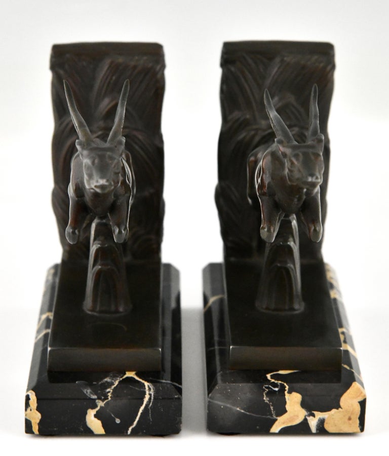 Art Deco Leaping Deer Bookends by Max Le Verrier 1930 France For Sale ...