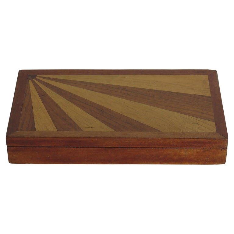 Art Deco Lidded Wood Box Sunburst Veneers, circa 1925 For Sale at 1stDibs