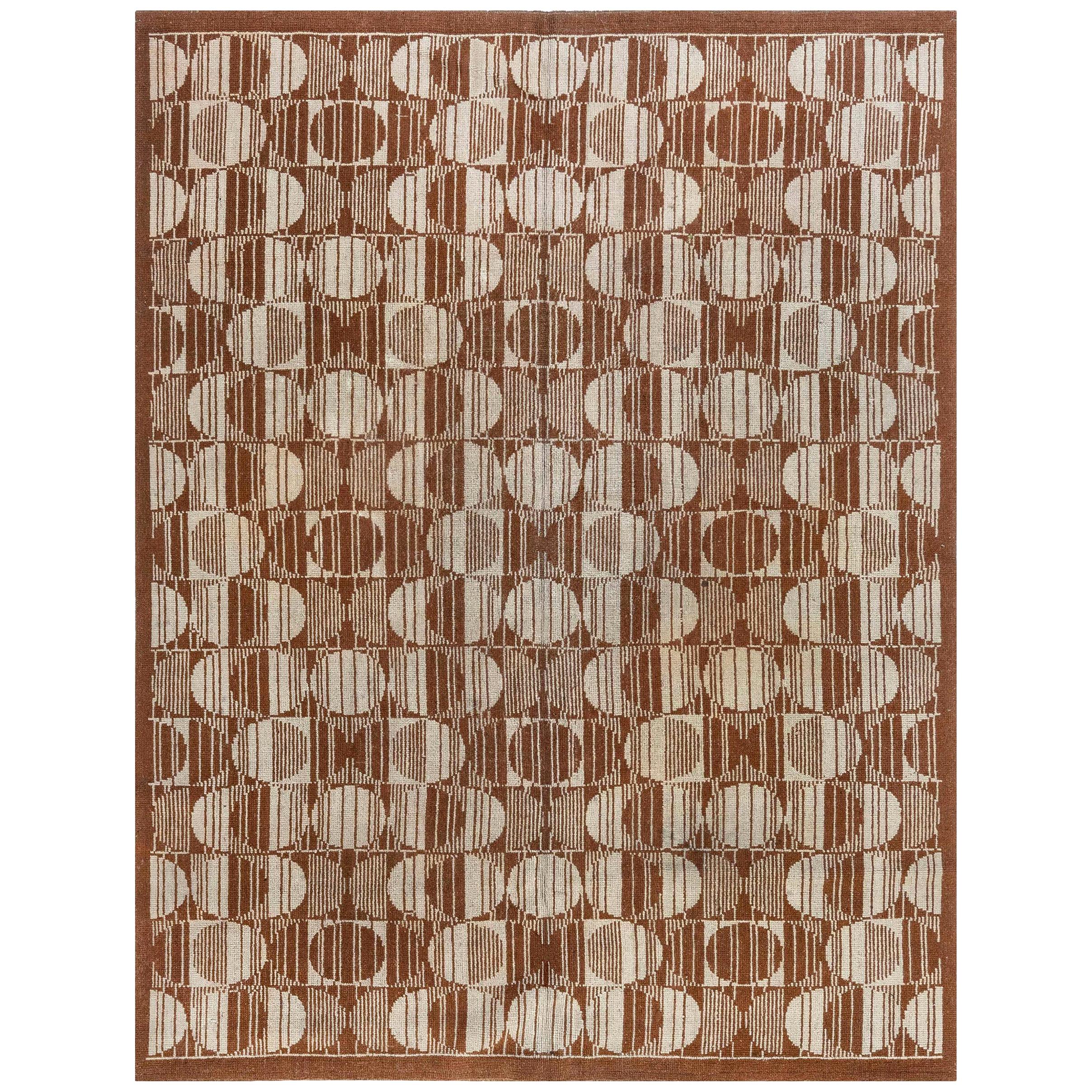 Little Art Deco Woolen Carpet, Handmade, circa 1930 For Sale at 1stdibs