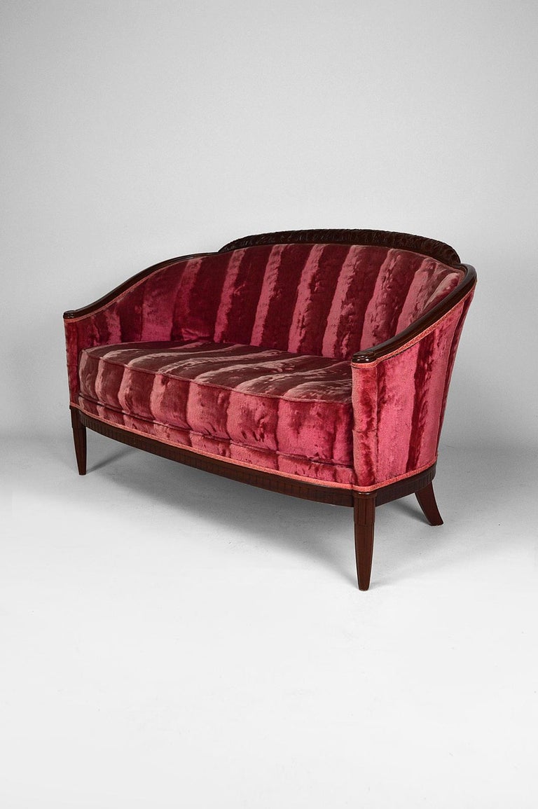 Art Deco Living Room in Pink Velvet by Paul Follot, circa 1920 For Sale ...