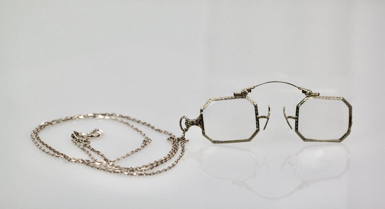 Art Deco Lorgnette with Chain For Sale at 1stDibs