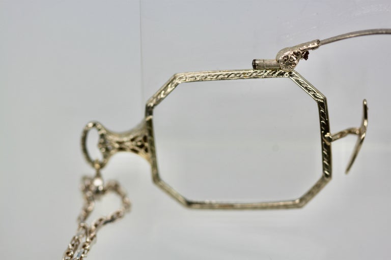 Art Deco Lorgnette with Chain For Sale at 1stDibs