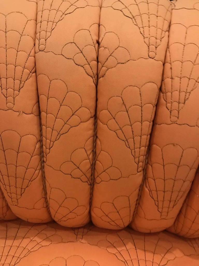 Art Deco Love Seat with Seashell Motif For Sale at 1stDibs